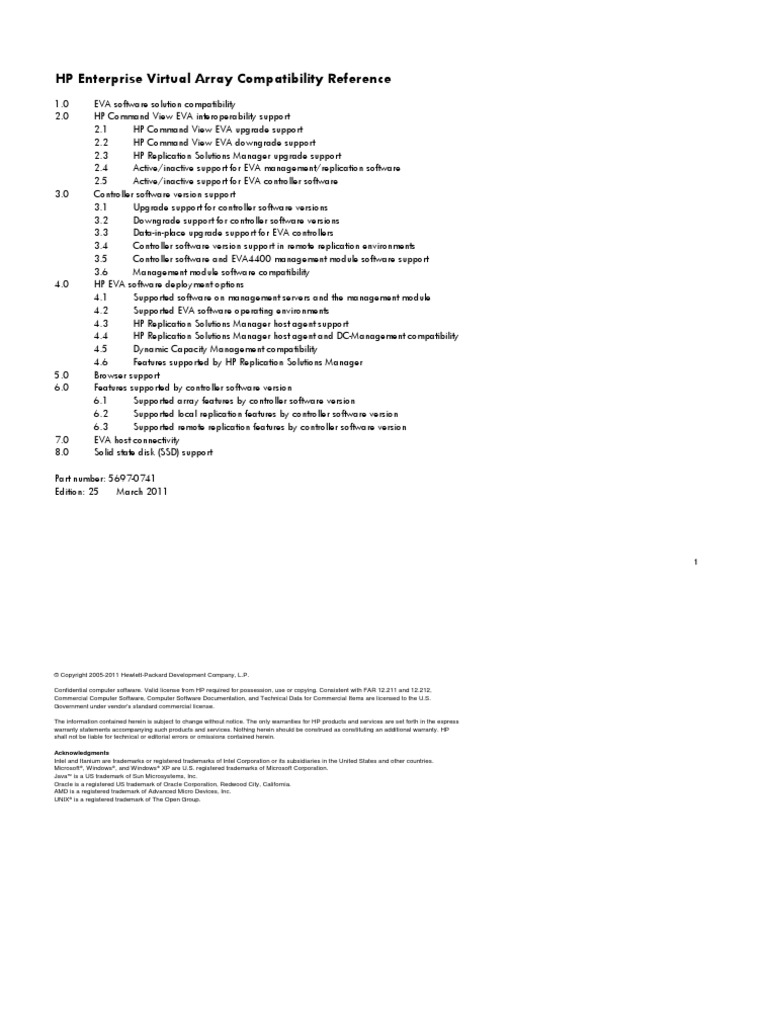 HP EVA Software Compatibility Guide | PDF | Windows Server 2003 ...