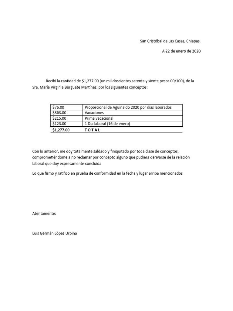 Carta Finiquito | PDF