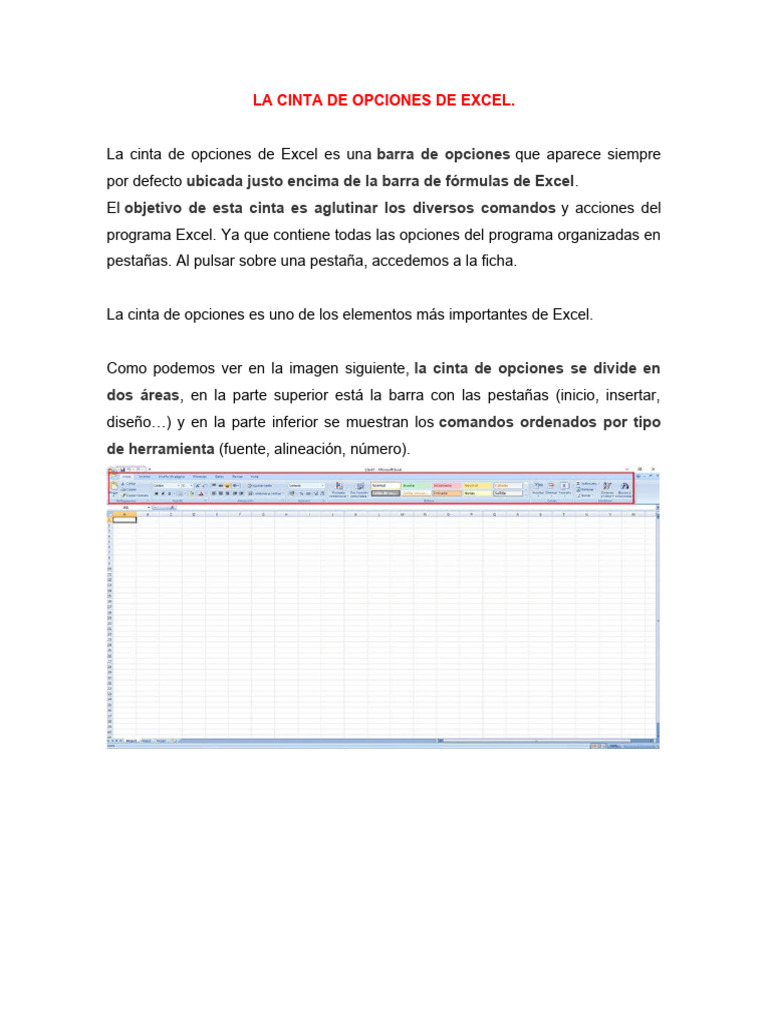 Cinta de Opciones en Excel: Guía Completa | PDF | Microsoft Excel ...