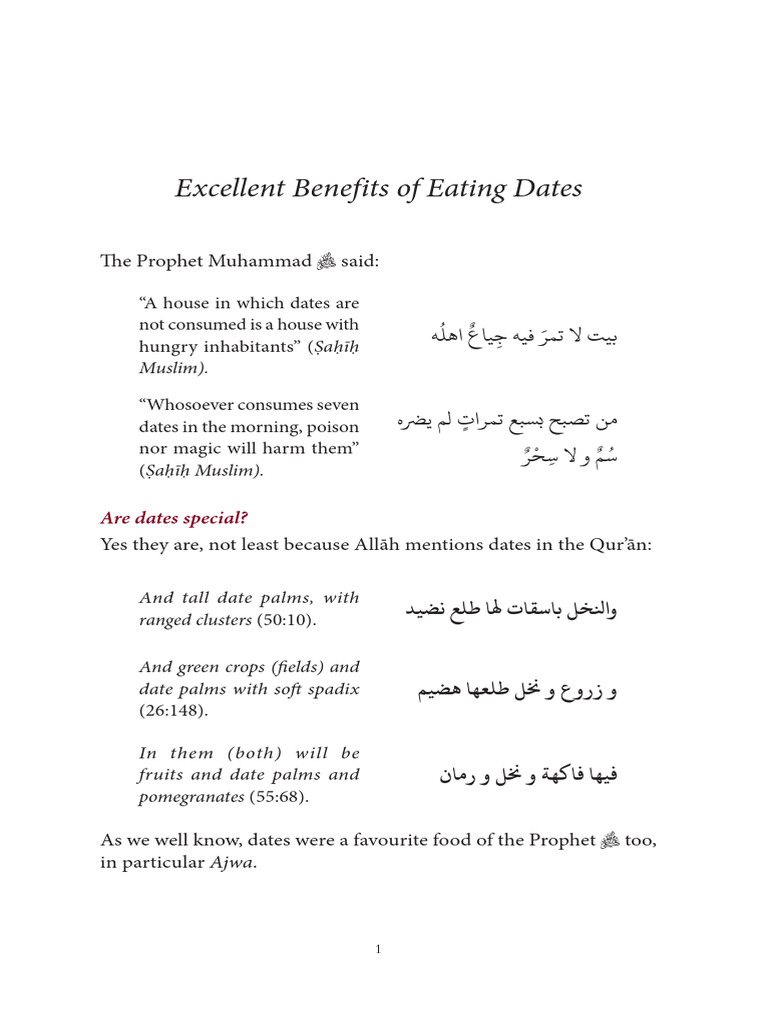 Health Benefits of Dates | PDF | Nutrition | Diet & Nutrition