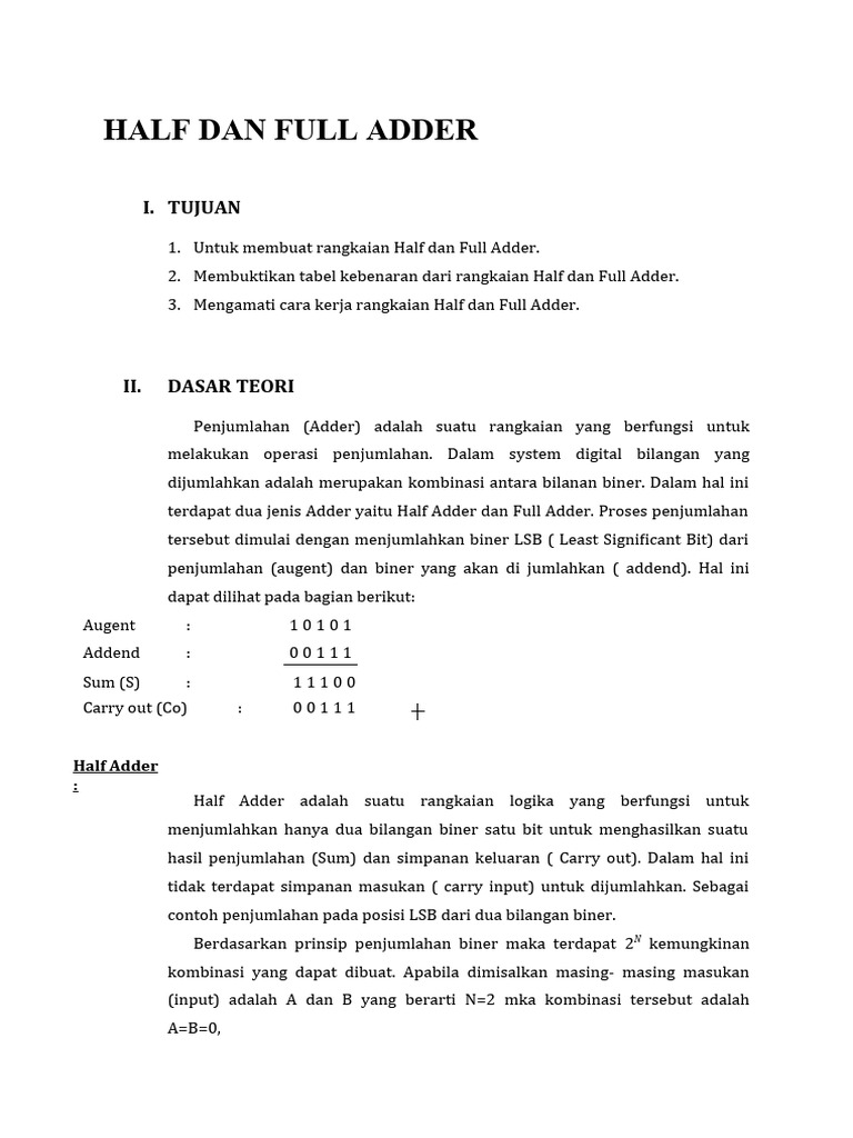 Half Dan Full Adder 1 | PDF