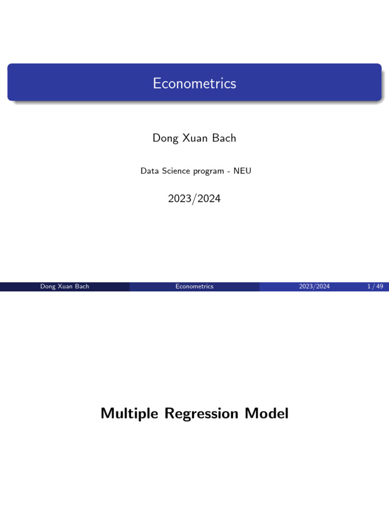 Chapter 3 Multiple Regression | PDF | Ordinary Least Squares | Estimator