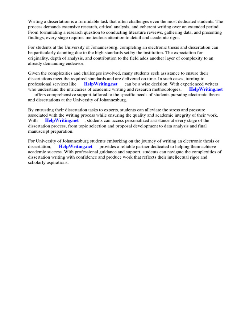 Electronic Theses and Dissertation University of Johannesburg | PDF | Thesis | Metadata