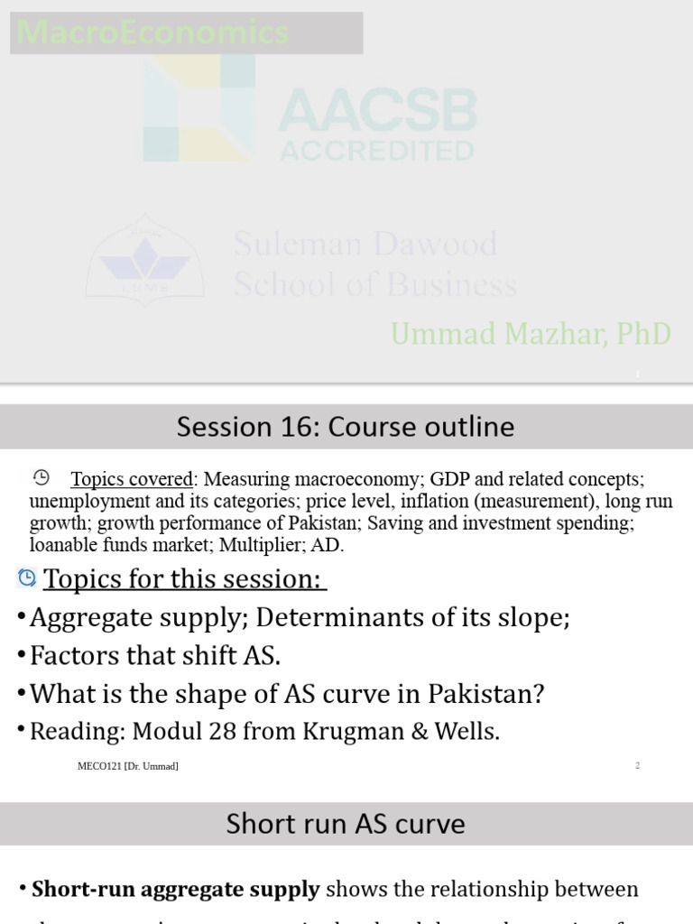 MECO121 UM S2024 Session16 | PDF | Long Run And Short Run | Supply (Economics)