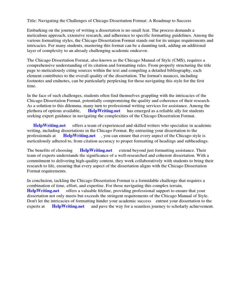 Chicago Dissertation Format | PDF | Citation | A Manual For Writers Of ...