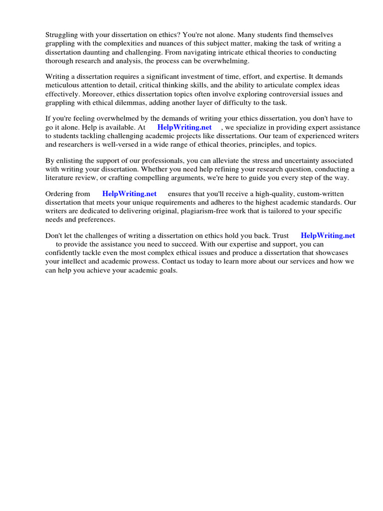 Ethics Dissertation Topics | PDF | Thesis | Essays