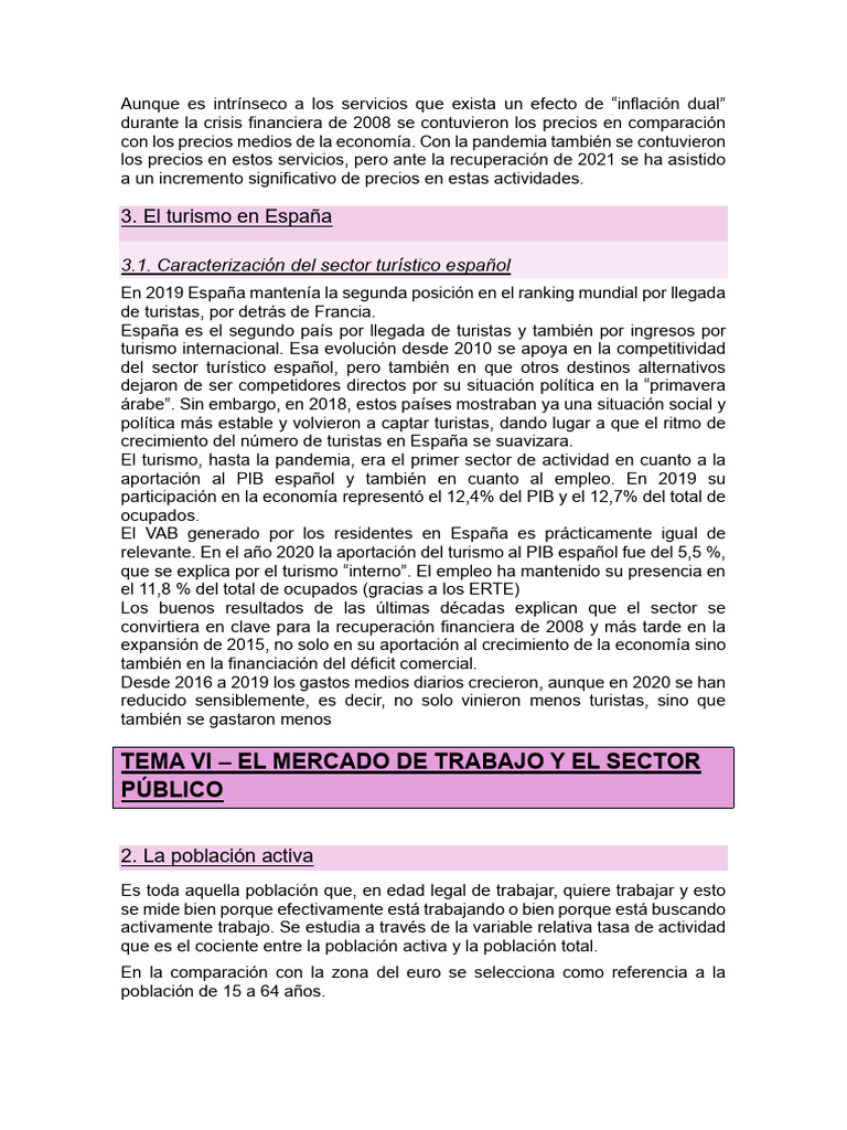 Tema 10 Estructura | Descargar gratis PDF | España | Turismo