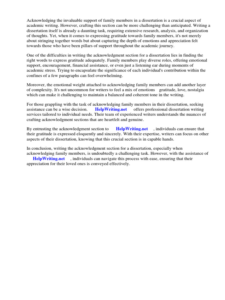 Acknowledgement Family Dissertation | PDF | Thesis | Gratitude