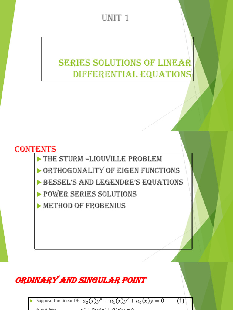 Ordinary, Singular Points, Power Series | PDF | Algebra | Applied Mathematics