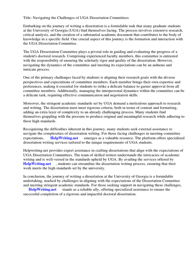 UGA Dissertation Committee Guide | PDF | Thesis | Expert