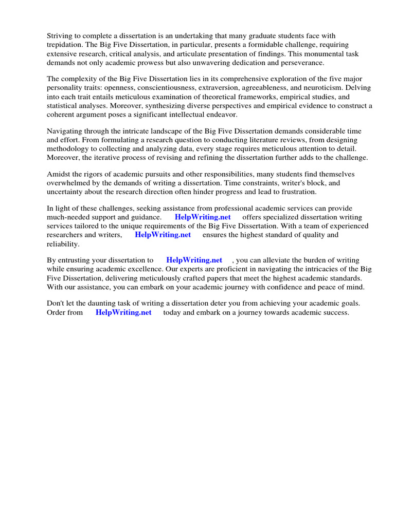 Big Five Dissertation | PDF | Extraversion And Introversion | Psychology