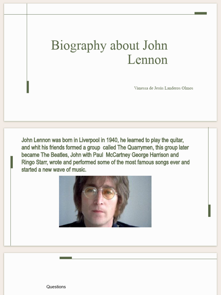 John Lennon: Biography and Key Facts | PDF | Art | History