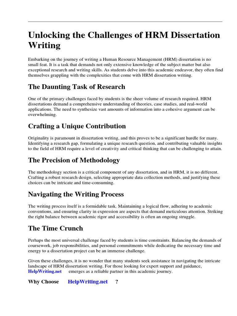 HRM Dissertation Writing | PDF | Human Resource Management | Thesis