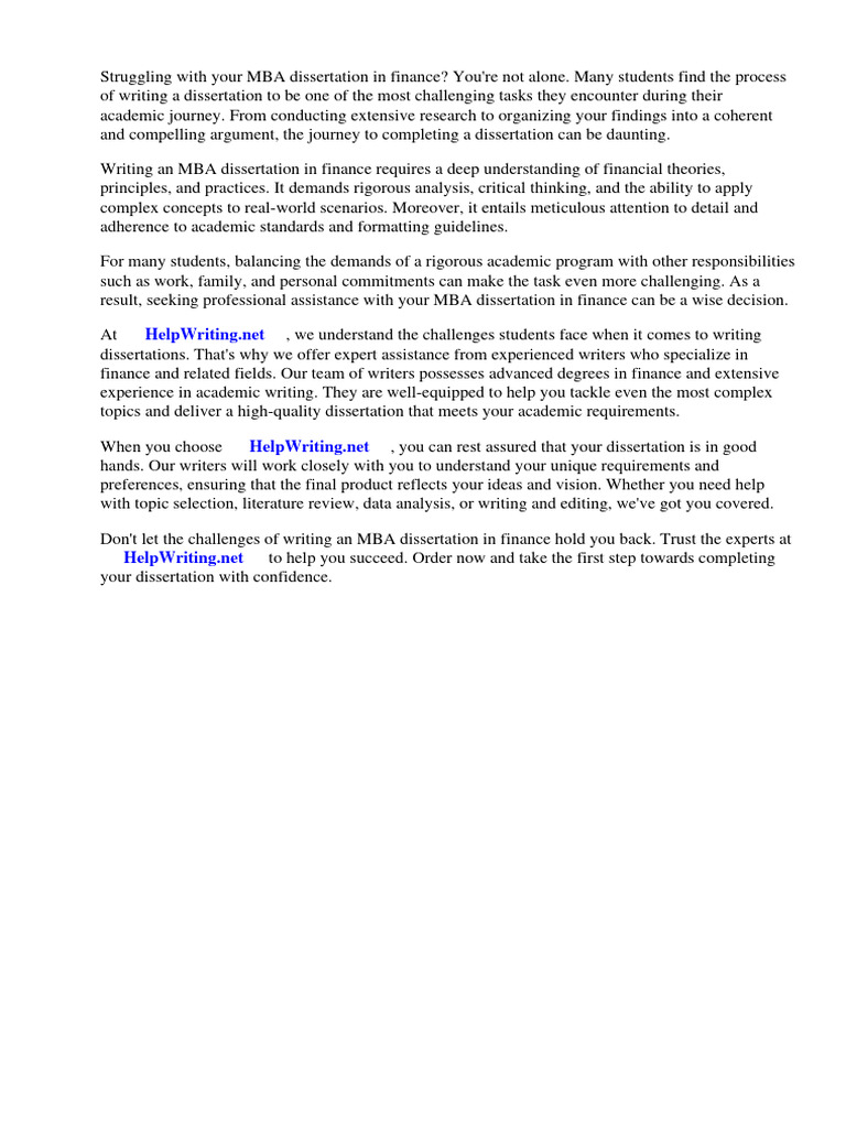 MBA Finance Dissertation Help Services | PDF | Foreign Direct Investment | Performance Appraisal