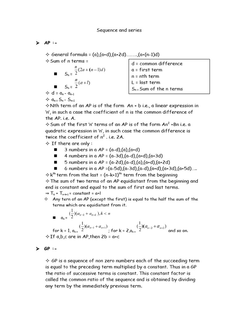 Sequence and Series | PDF | Logarithm | Algebra