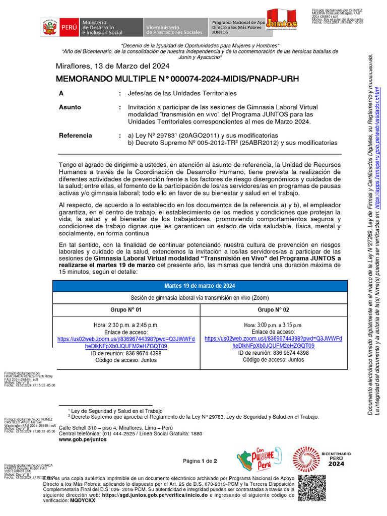 Memorando Multiple-000074-2024-Urh | PDF