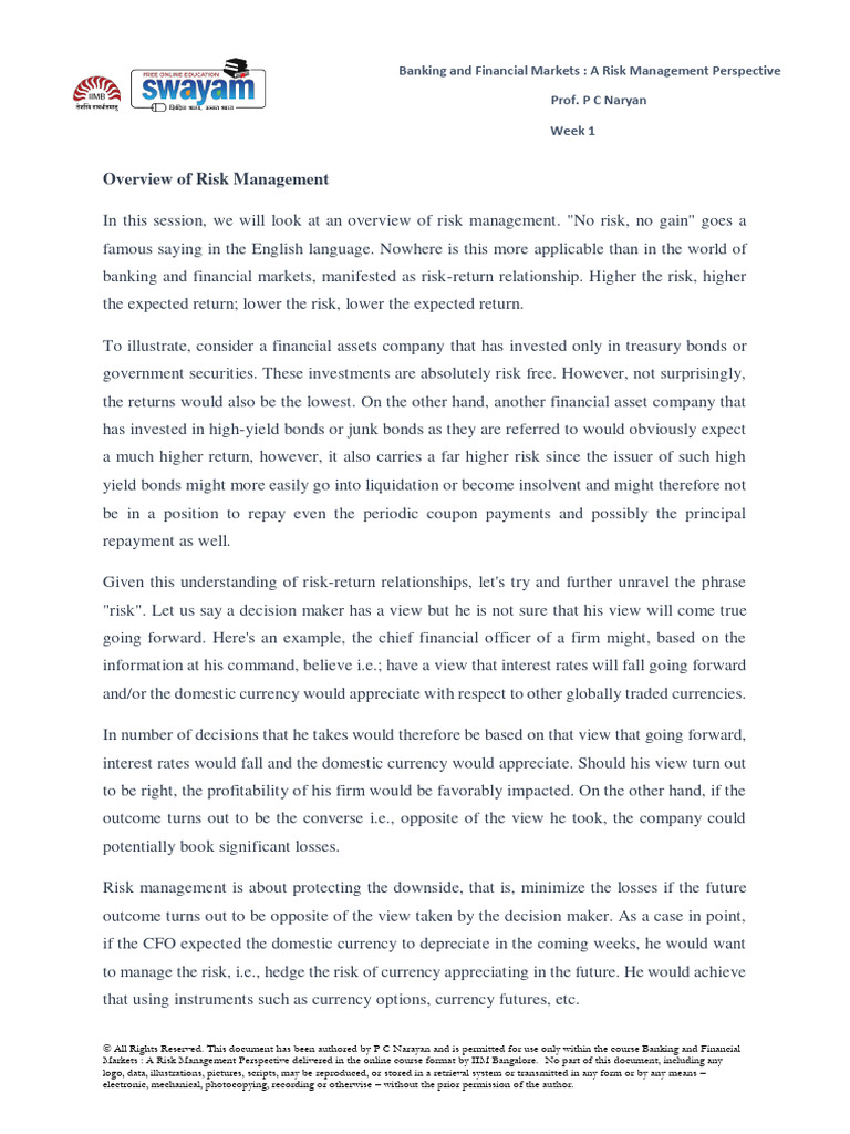 Lecture | PDF | Financial Risk | Bonds (Finance)