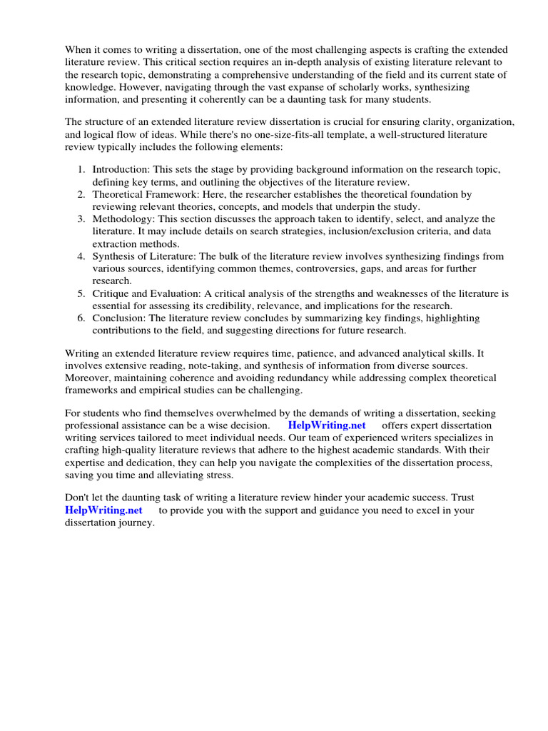 Extended Literature Review Dissertation Structure | PDF | Literature ... Extended Literature Review Dissertation Structure | PDF | Literature ...