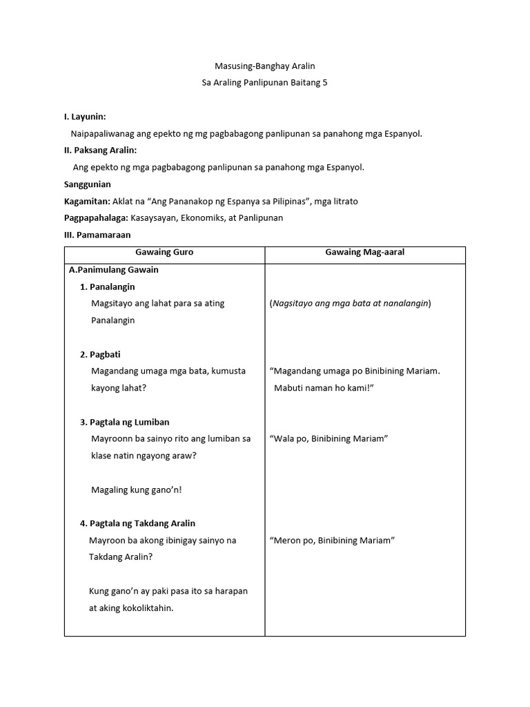 DLP IN GRADE 5 - Araling Panlipunan PDF | PDF