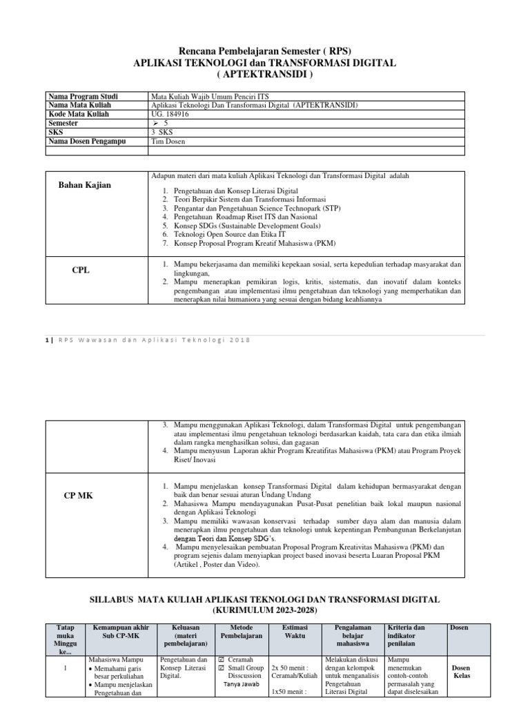 RPS-APTEKTRANSIDI-SILLABUS-3-SKS-14-APRIL-2022 | PDF