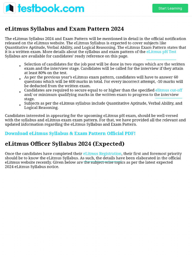 Elitmus Syllabus and Exam Pattern 2024 | PDF