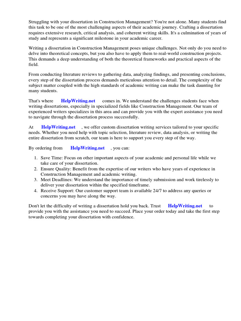 Dissertation Examples For Construction Management | PDF | Thesis ...