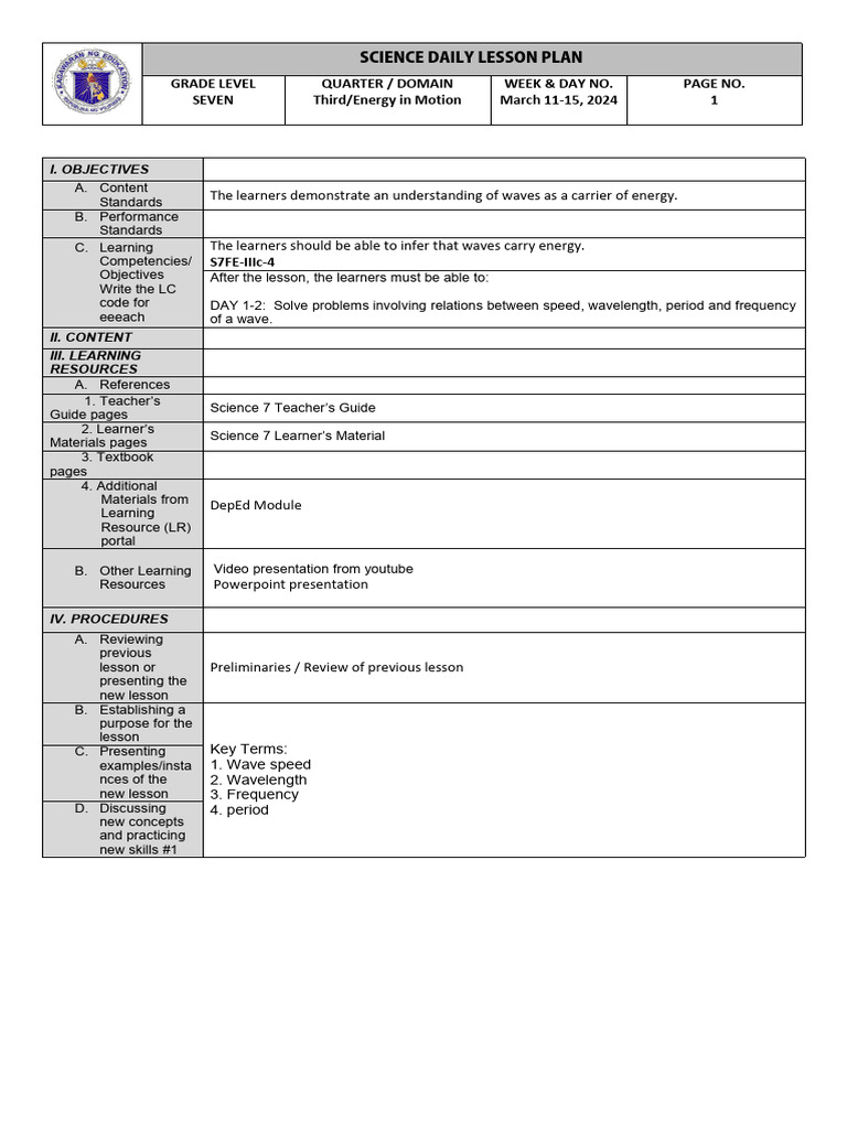Grade 7 Science: Energy in Motion | PDF | Light | Waves