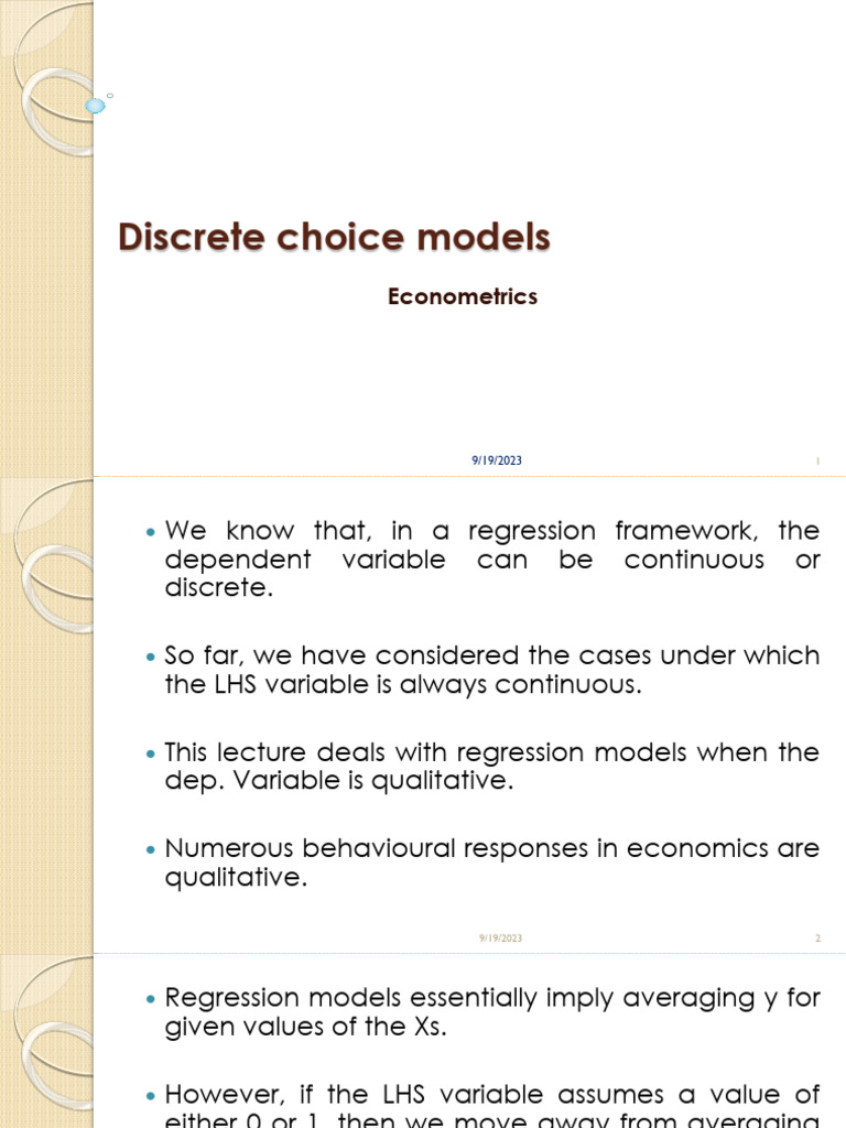 Discrete Choice Models 230919 191735 | PDF | Ordinary Least Squares ...