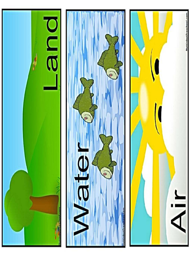 Land Water Air Sorting Catagory Cards | PDF