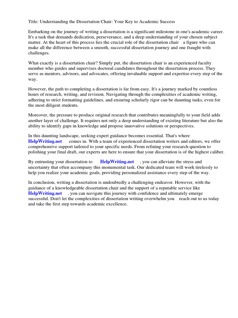 Dissertation Chair Definition | PDF