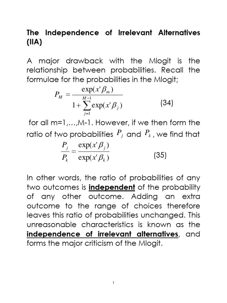 The Independence of Irrelevant Alternatives - 230919 - 191757 | PDF ...