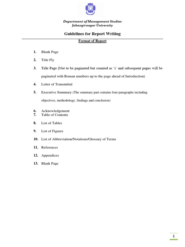 Guideline For Report Writing | PDF | Theory | Methodology