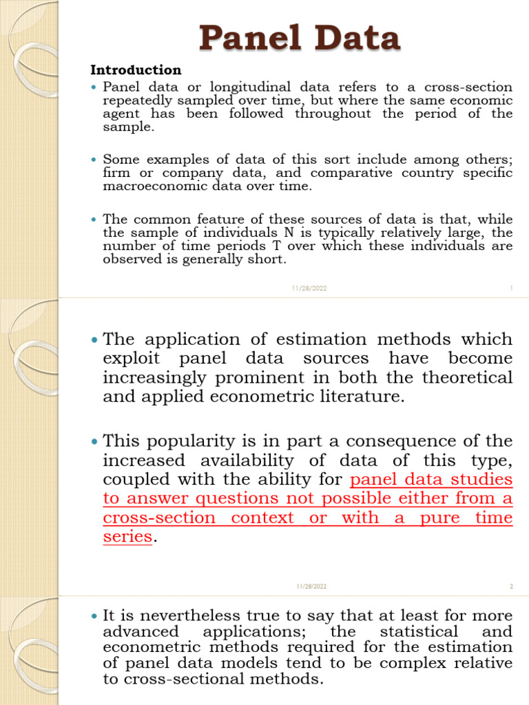 Panel Data Slides - 230919 - 160722 | PDF | Ordinary Least Squares | Fixed Effects Model
