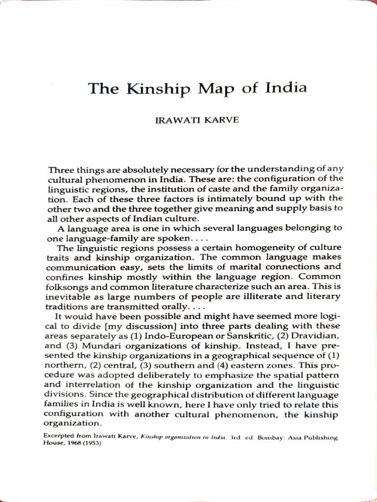 The Kinship Map of India | PDF
