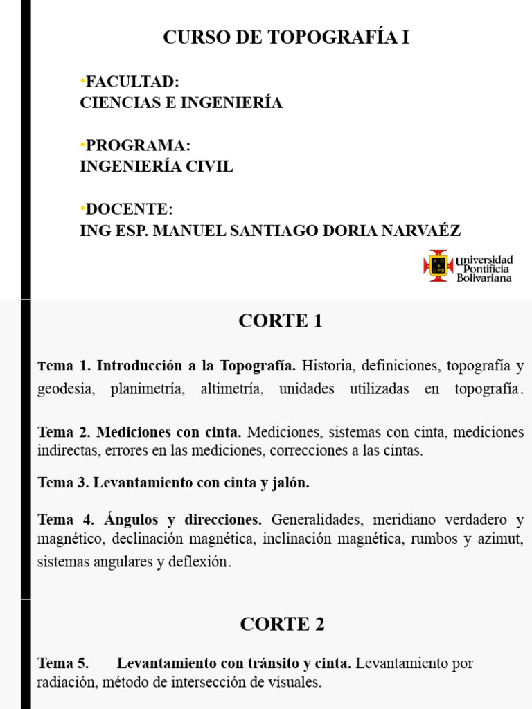 Clase N°1 TOPOGRAFÍA I - INTRODUCIÓN A LA TOPOGRAFÍA | Descargar gratis PDF | Topografía | Geodesia