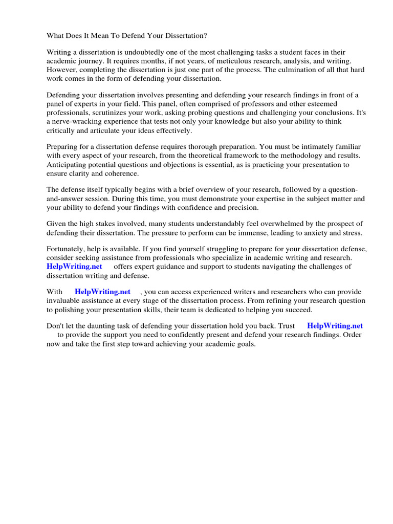 What Does It Mean To Defend Your Dissertation | PDF | Thesis | Science