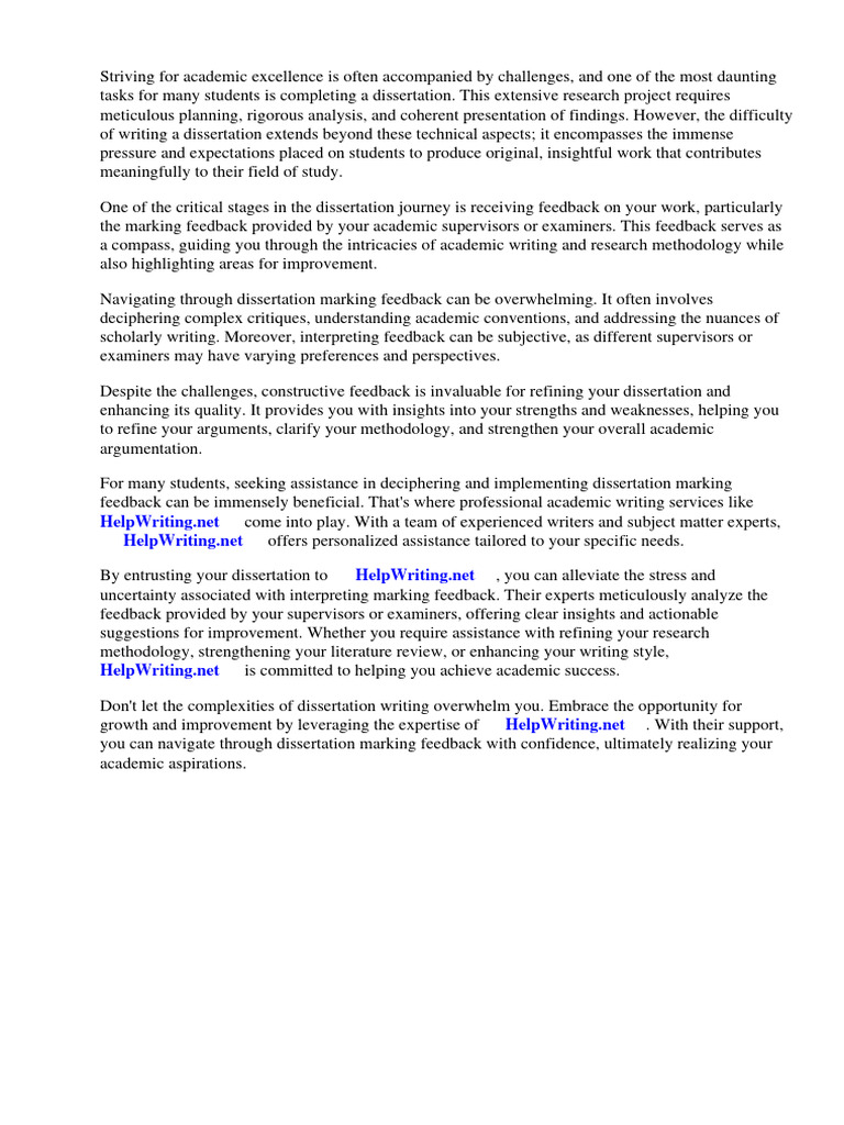 Dissertation Marking Feedback | Download Free PDF | Thesis | Teachers
