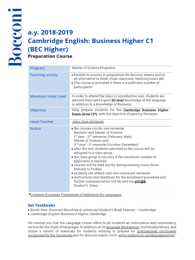Cambridge BEC Higher C1 Prep Course | PDF | Learning | Human Communication