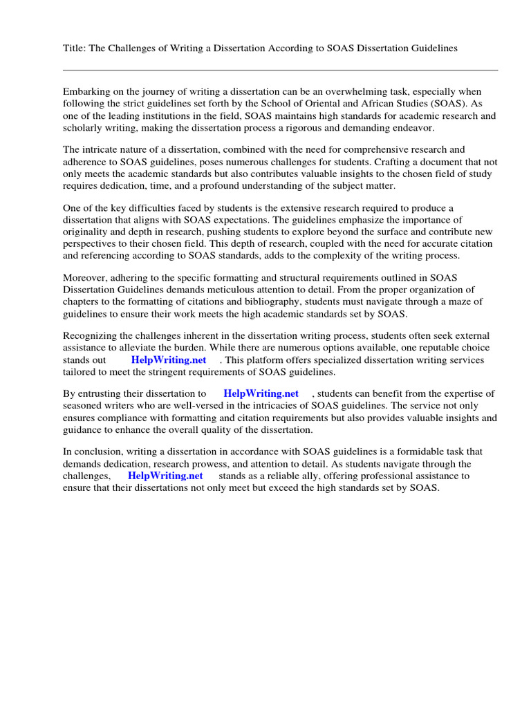 Soas Dissertation Guidelines | PDF | Thesis | Methodology