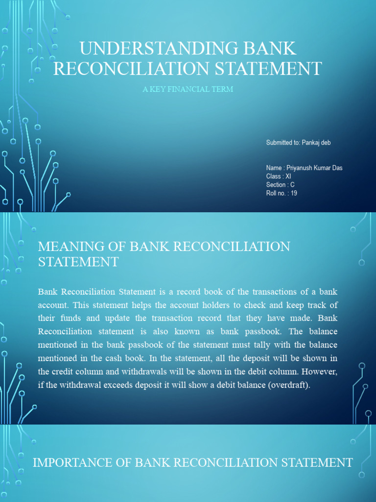 Understanding Bank reconciliation statement | PDF | Banks | Cheque
