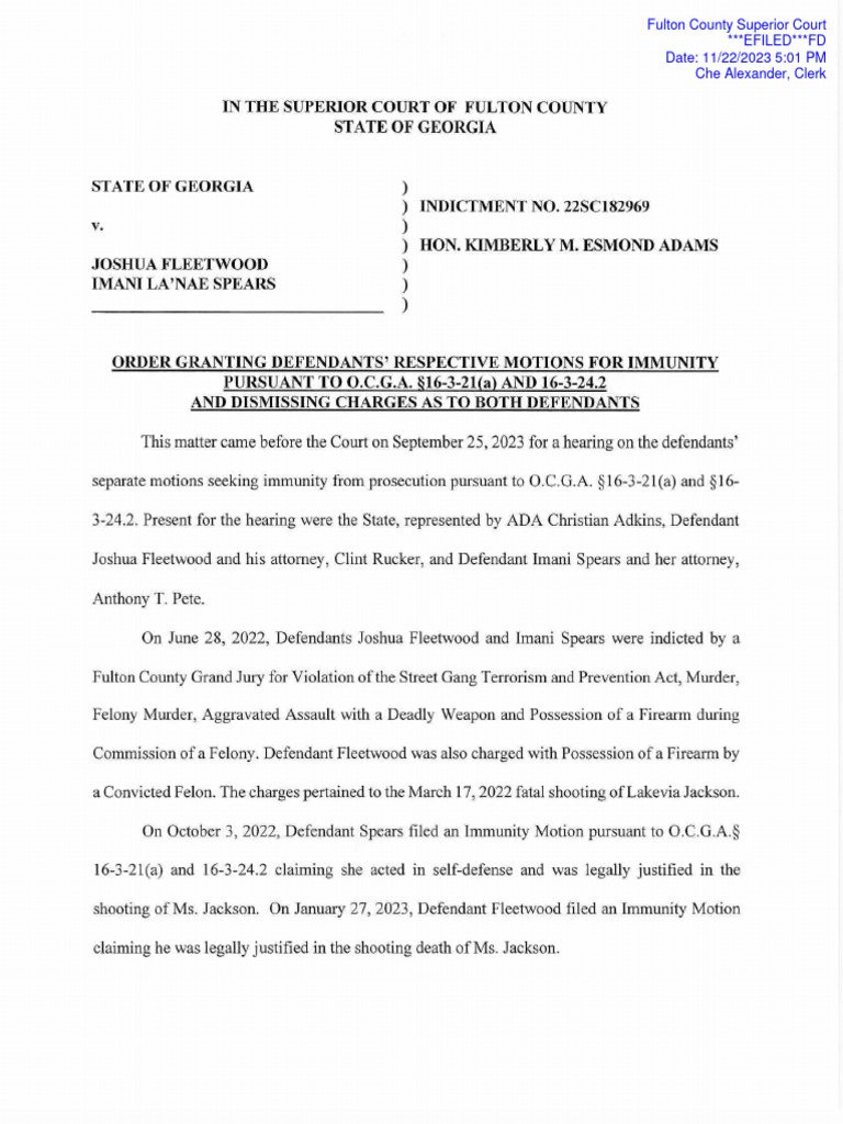 Charges Dismissed Imani Spears Joshua Fleetwood | PDF | Burden Of Proof ... Charges Dismissed Imani Spears Joshua Fleetwood | PDF | Burden Of Proof ...