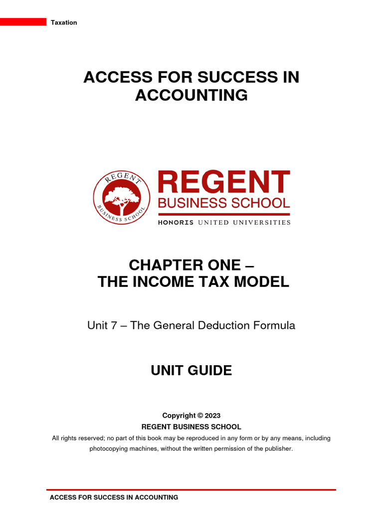 Unit 7 - The General Deduction Formula | PDF | Expense | Tax Deduction