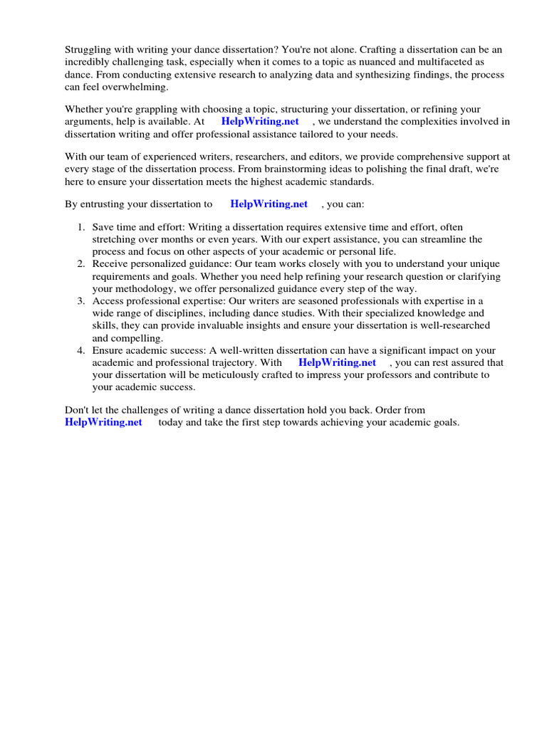 Expert Help for Dance Dissertations | PDF | Dances | Choreography
