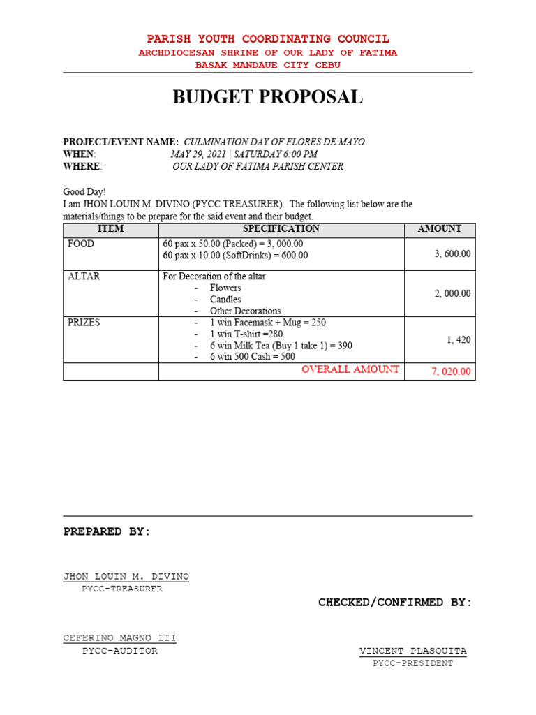 Budget Proposal | PDF