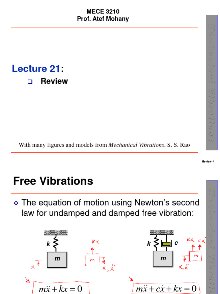 Mechanical Vibrations: Free & Damped Analysis | PDF | Damping | Physical Quantities