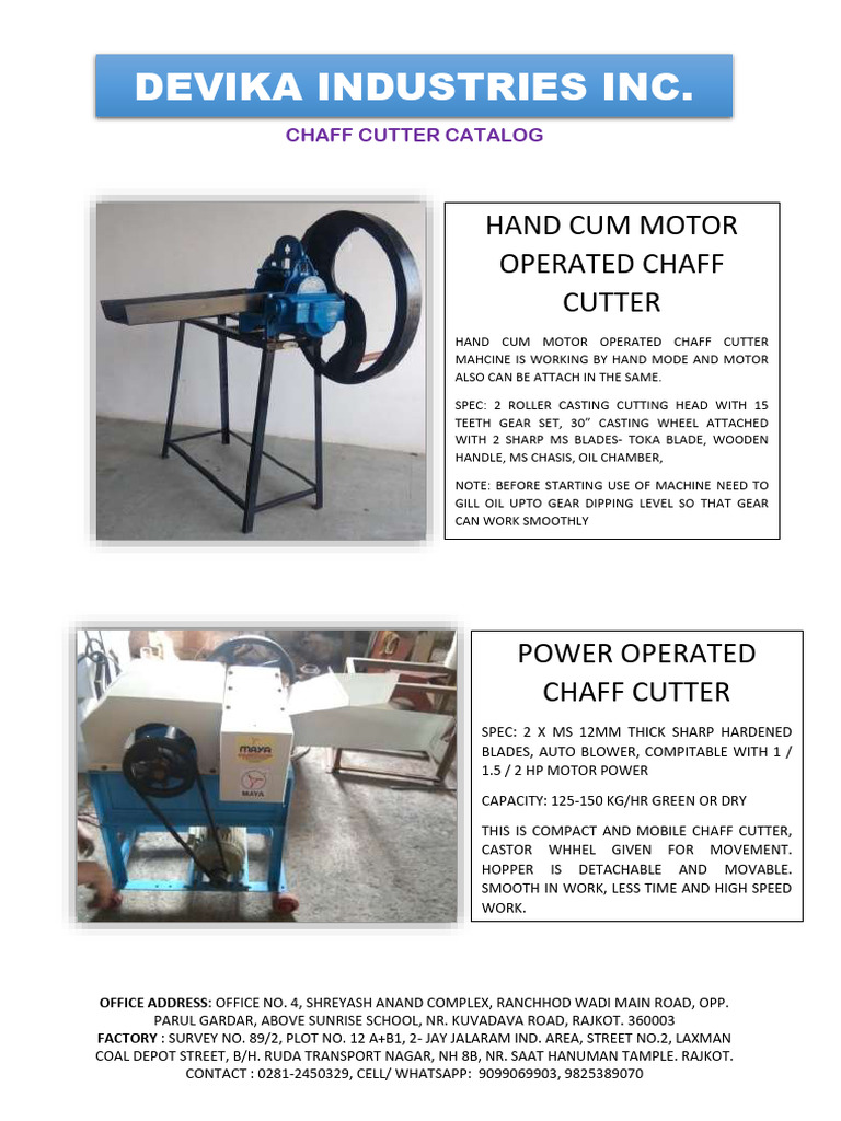 Blower Type Chaff Cutter | PDF | Gear | Manufactured Goods