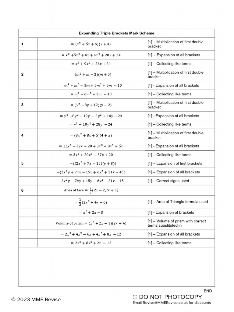 Expanding Brackets Triple Brackets Answers MME | PDF | Teaching Methods ...