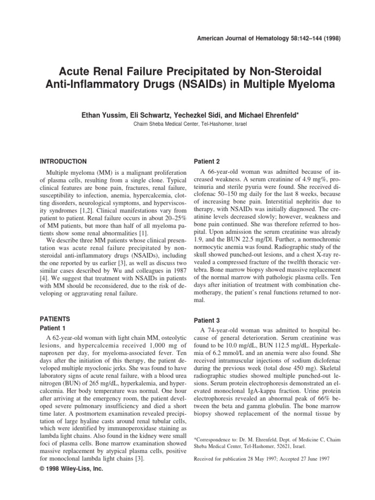 NSAIDs-Induced Renal Failure in Myeloma | PDF | Multiple Myeloma ...