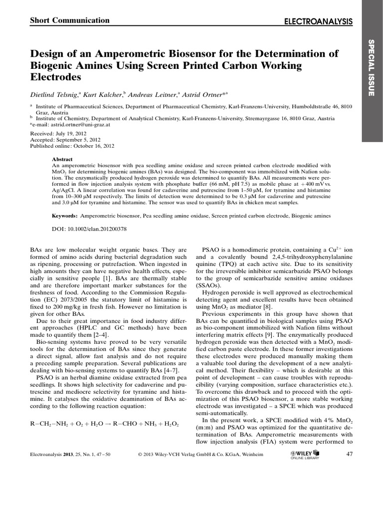 19 Design Of An Amperometric Biosensor For The Determination Of Pdf