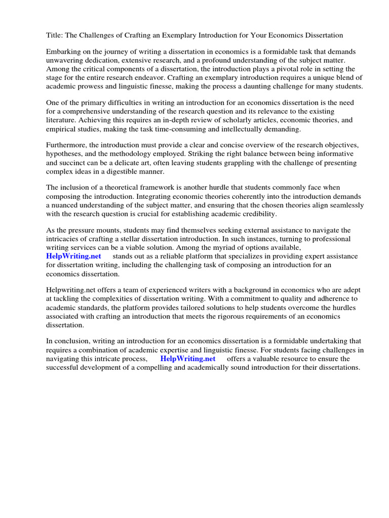 Introduction Dissertation Economie Exemple | PDF | Thesis | Economics
